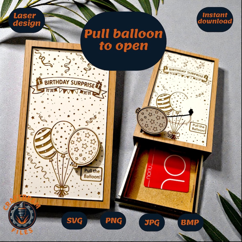 Cash Gift Box, Birthday Money Card SVG, Laser Cut File , Envelope ...