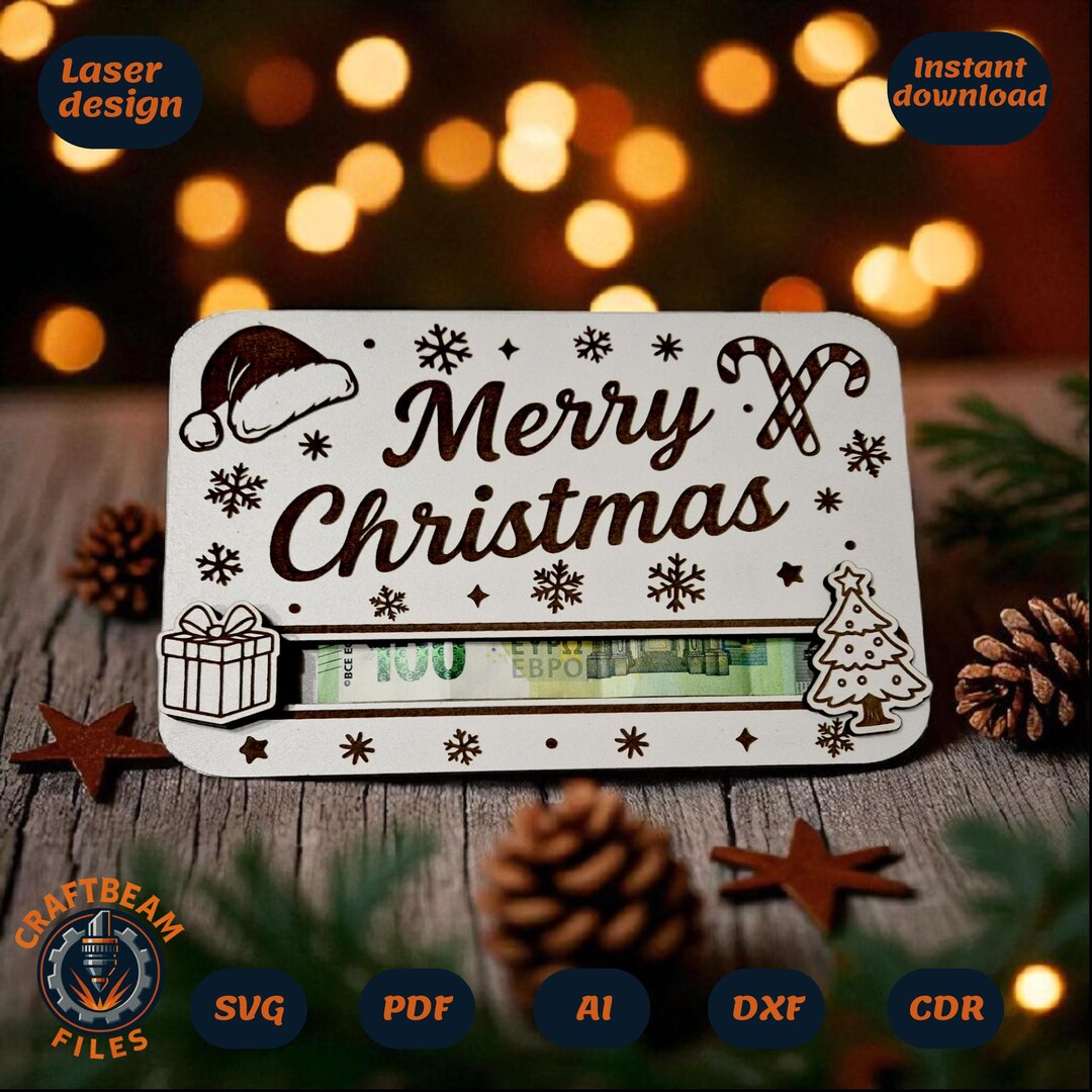Christmas Money Gift Card Laser Cut File (svg, Pdf, Dxf, Cdr, Ai) - Etsy