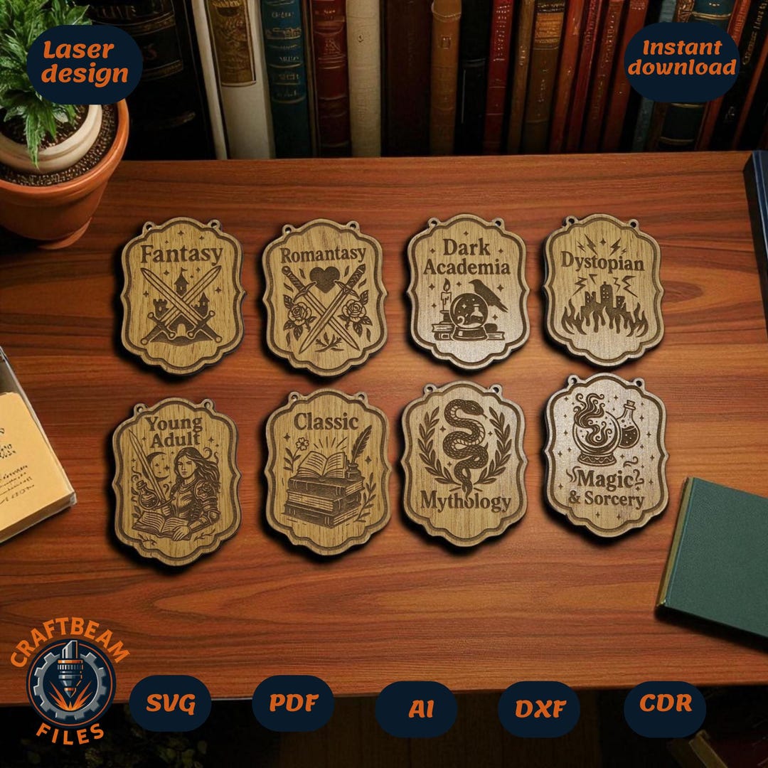 Fantasy Book Genre Divider Tabs – Laser Cut Bookshelf SVG - Etsy
