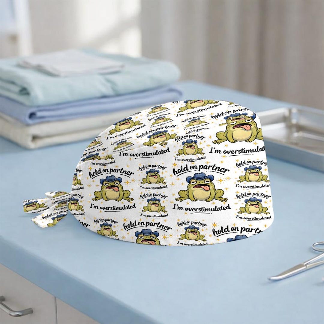 Funny Cowboy Frog Scrub Cap, Overstimulated Surgical Hat, Gift for ...