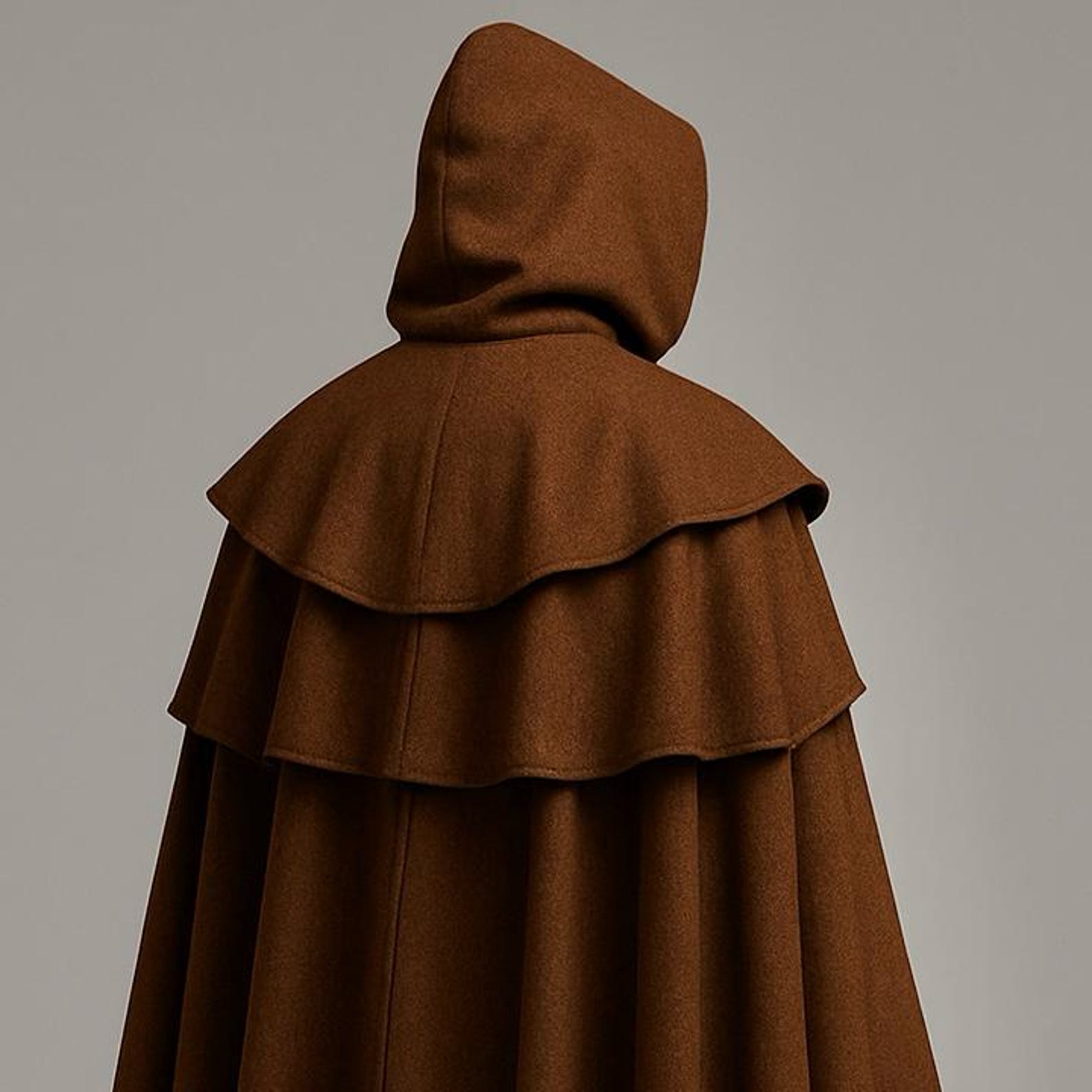 Men’s Victorian Brown Hooded Inverness Wool Cape Coat, Steampunk Gothic ...