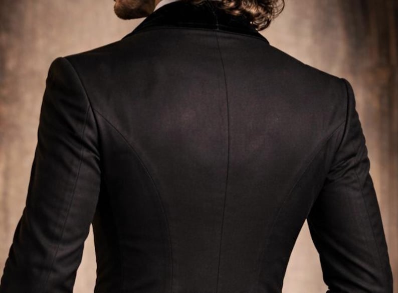 Men’s Victorian Gothic Regency Black Tailcoat Jacket, Vintage Steampunk ...