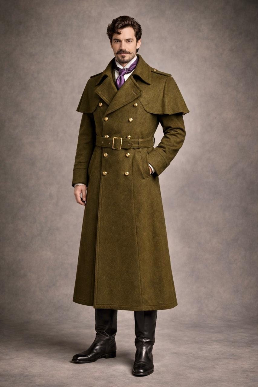 Men's Victorian Military Green Wool Regency Tailcoat, Vintage Officer ...