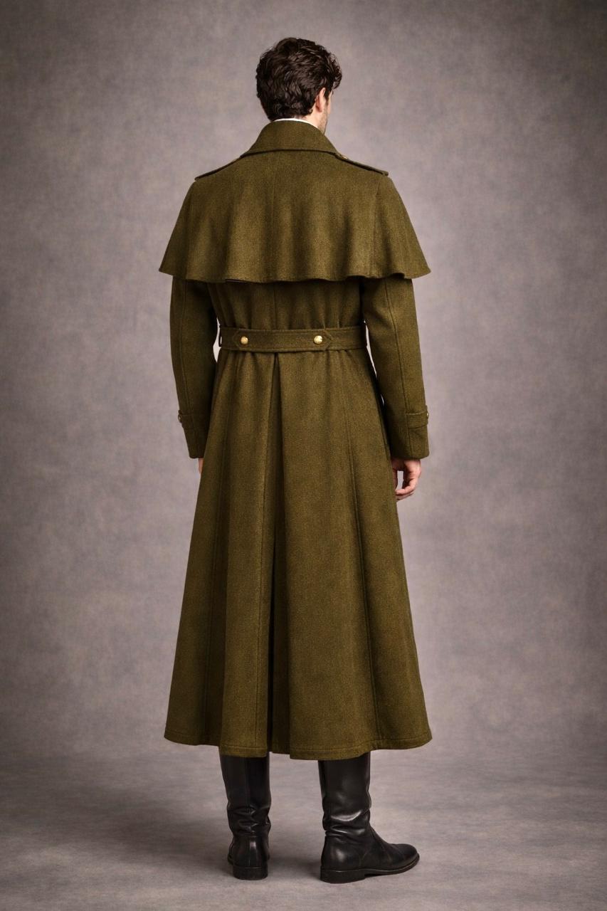 Men's Victorian Military Green Wool Regency Tailcoat, Vintage Officer ...