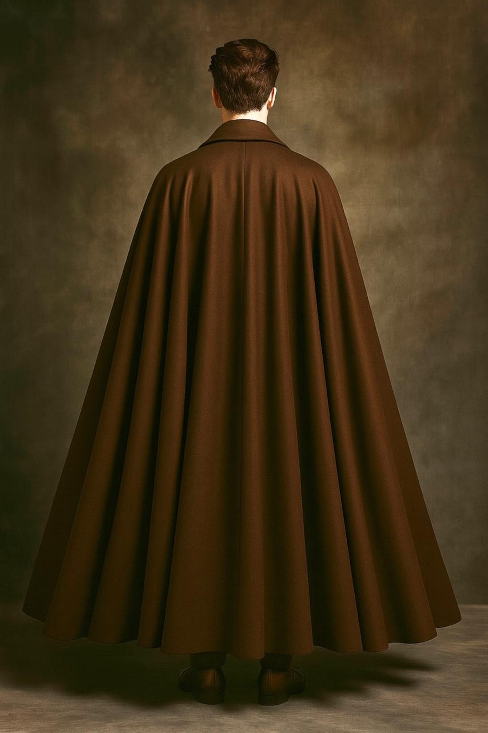 Men's Victorian Wool Cloak Deep Brown, Vintage Gothic Steampunk ...