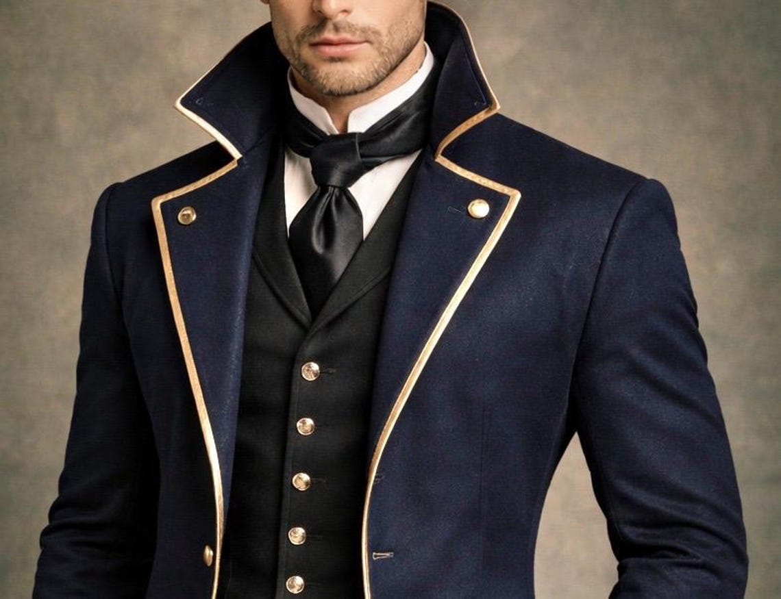 Men's Victorian Wool Regency Tailcoat Gentleman Frock Coat, Vintage ...