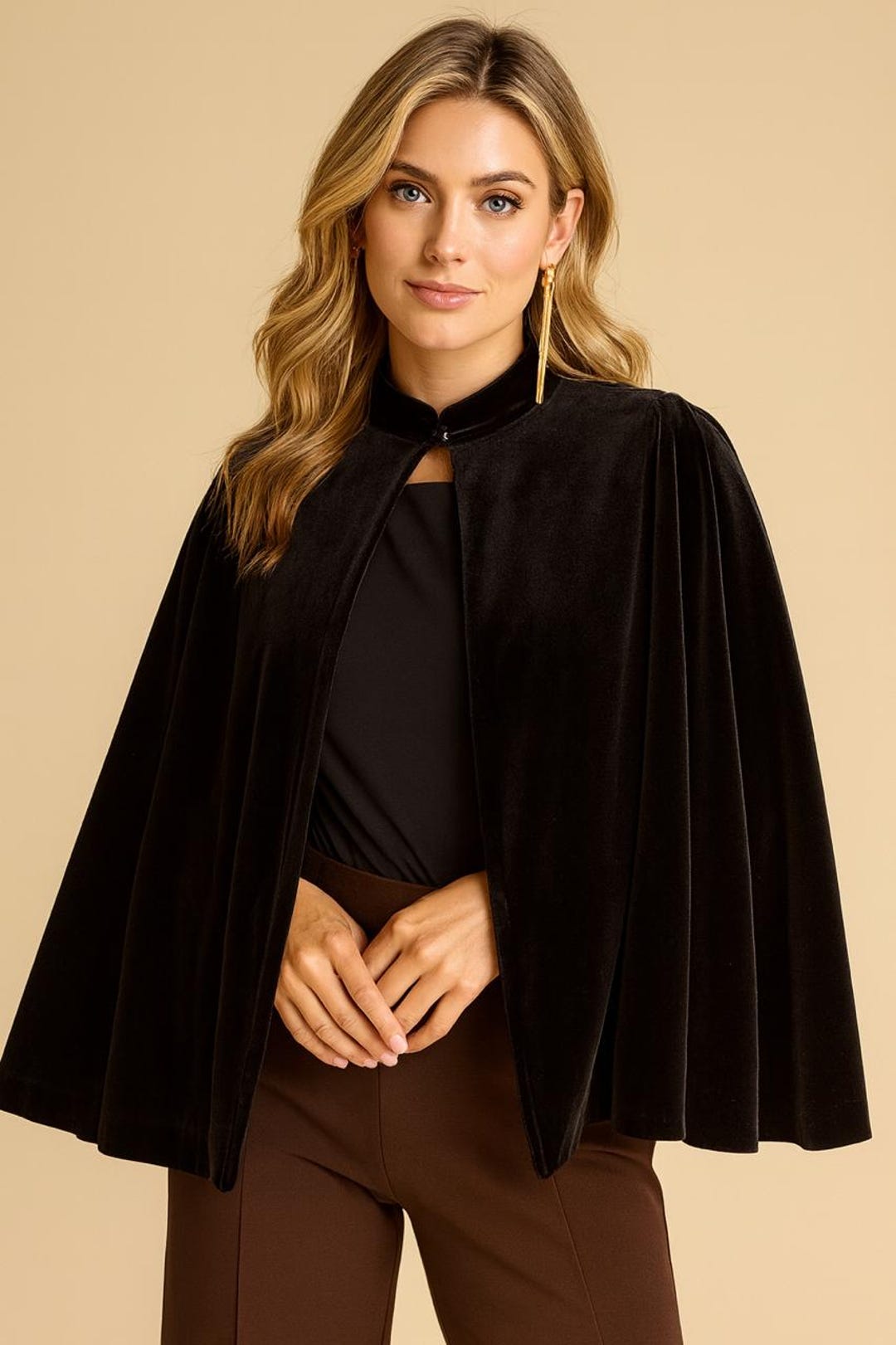 Women’s Black Velvet Cloak Cape Coat | Vintage Gothic Steampunk Formal ...