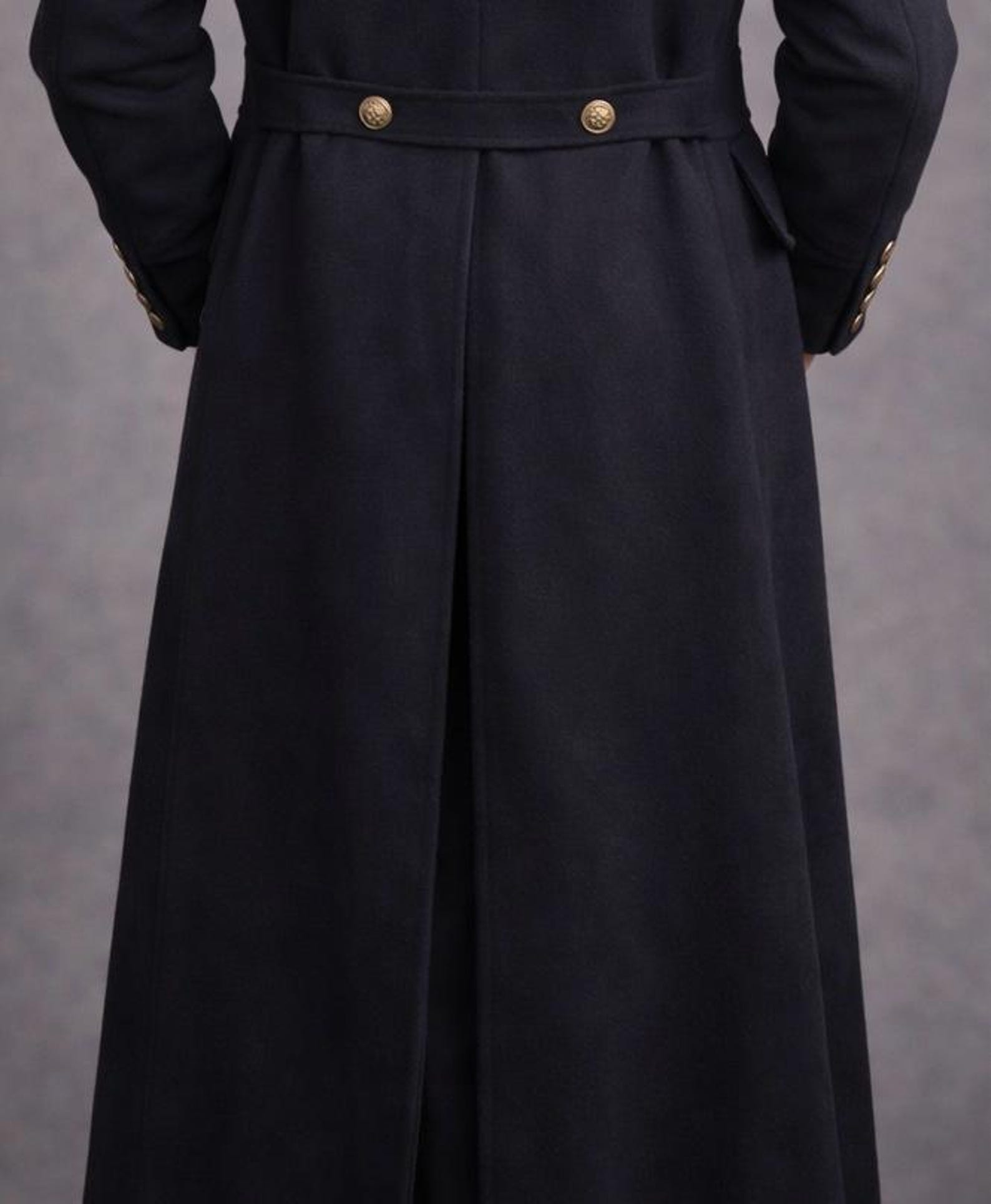 Men's Gothic Victorian Military Regency Wool Trench Cape Overcoat ...