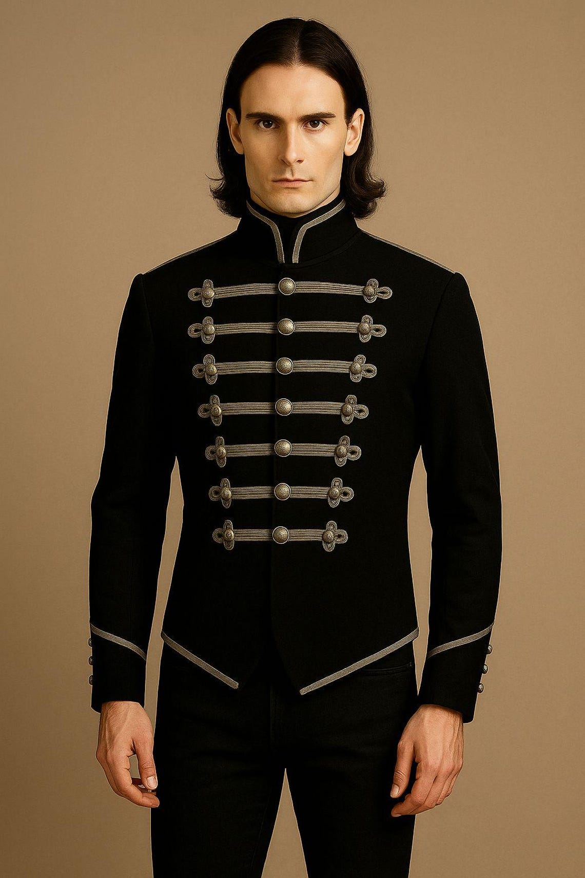 Men's Gothic Steampunk Military Jacket Coat: Victorian Black Parade ...