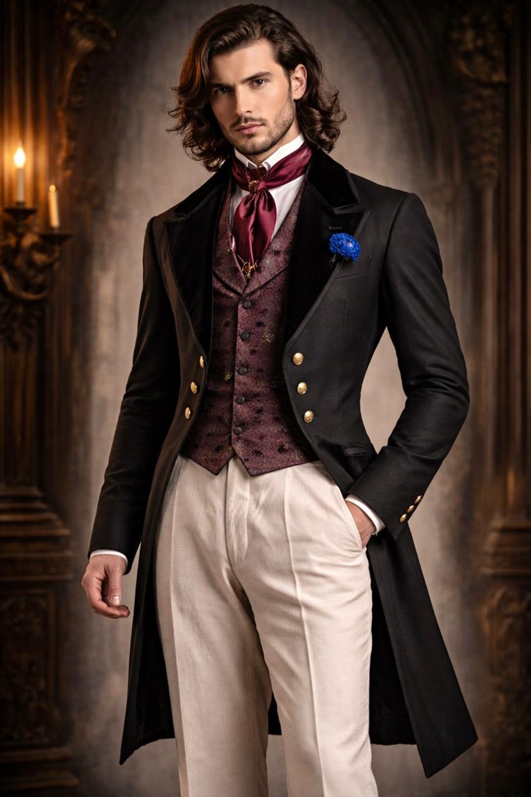 Men’s Victorian Gothic Regency Black Tailcoat Jacket, Vintage Steampunk ...