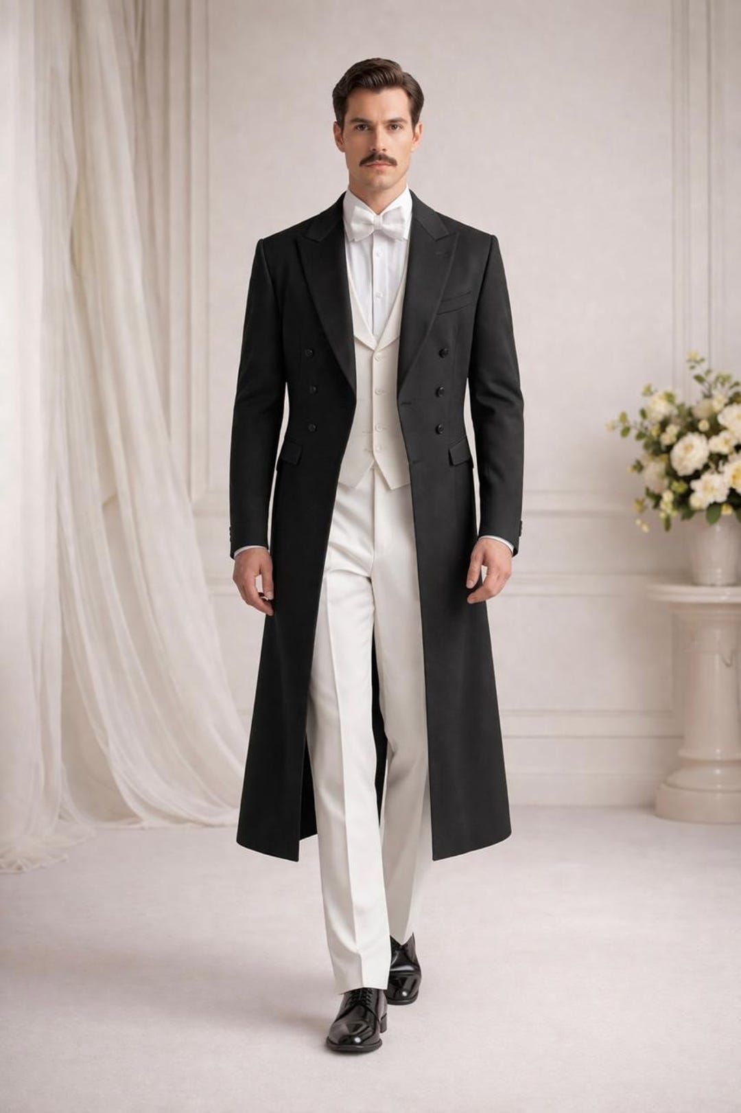 Victorian Black Regency Tailcoat Tuxedo Jacket Men, Vintage Gothic ...