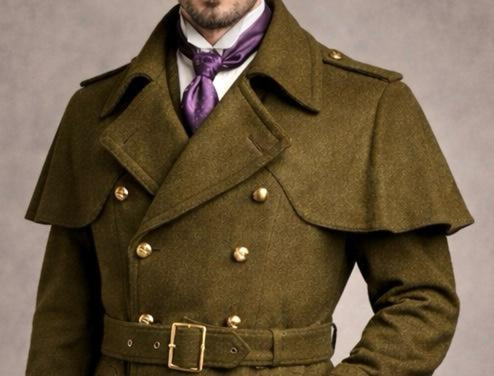 Men's Victorian Military Green Wool Regency Tailcoat, Vintage Officer ...