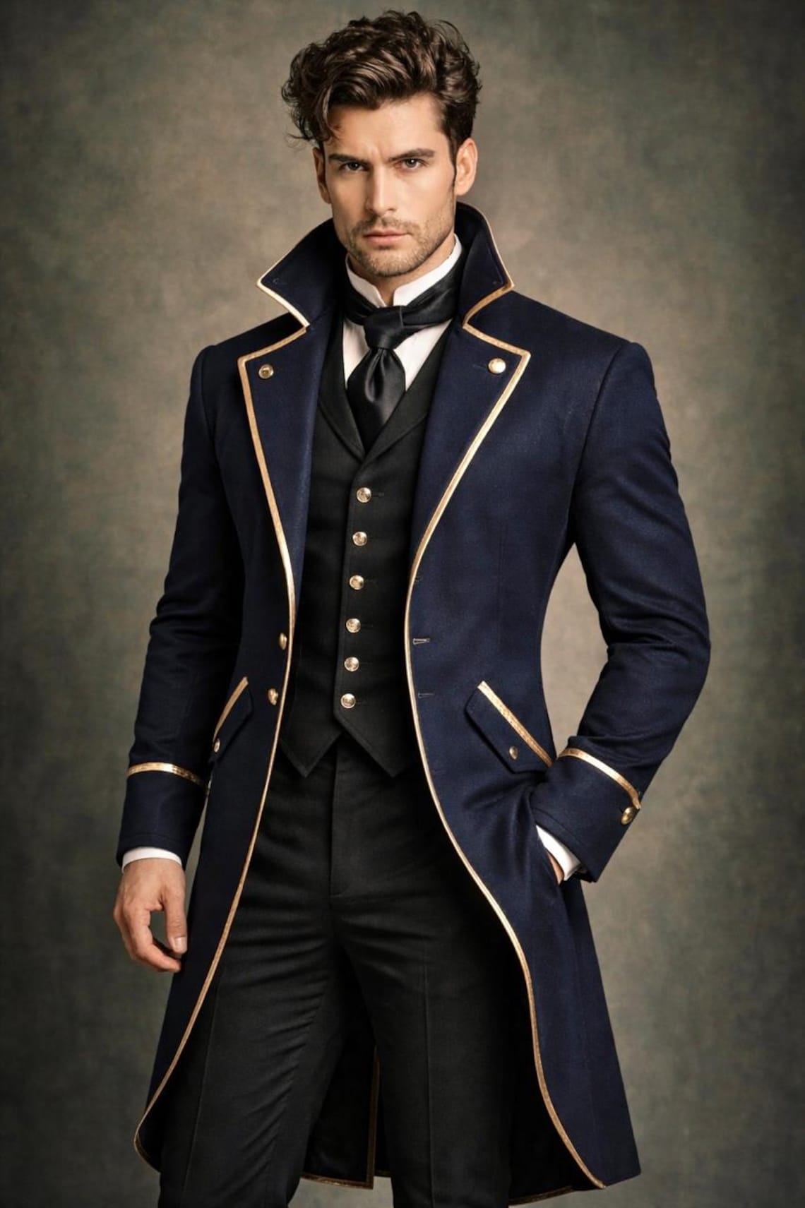 Men's Victorian Wool Regency Tailcoat Gentleman Frock Coat, Vintage ...