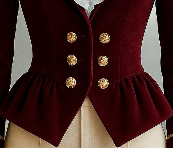 Women’s Victorian Velvet Military Jacket, Vintage Gothic Steampunk ...