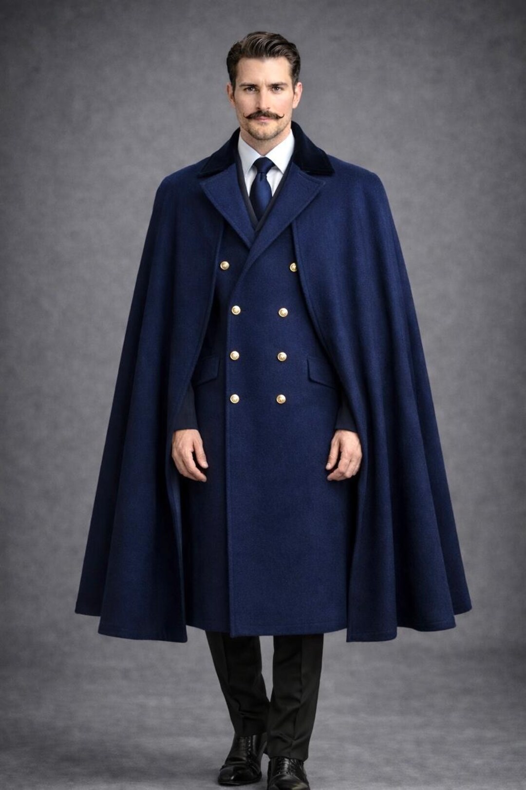 Men's Victorian Wool Cloak Cape Coat, Vintage Gothic Steampunk ...