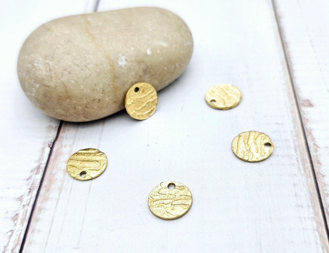 10 Flat Round Textured Charms 10mm Gold Stainless Steel - Etsy
