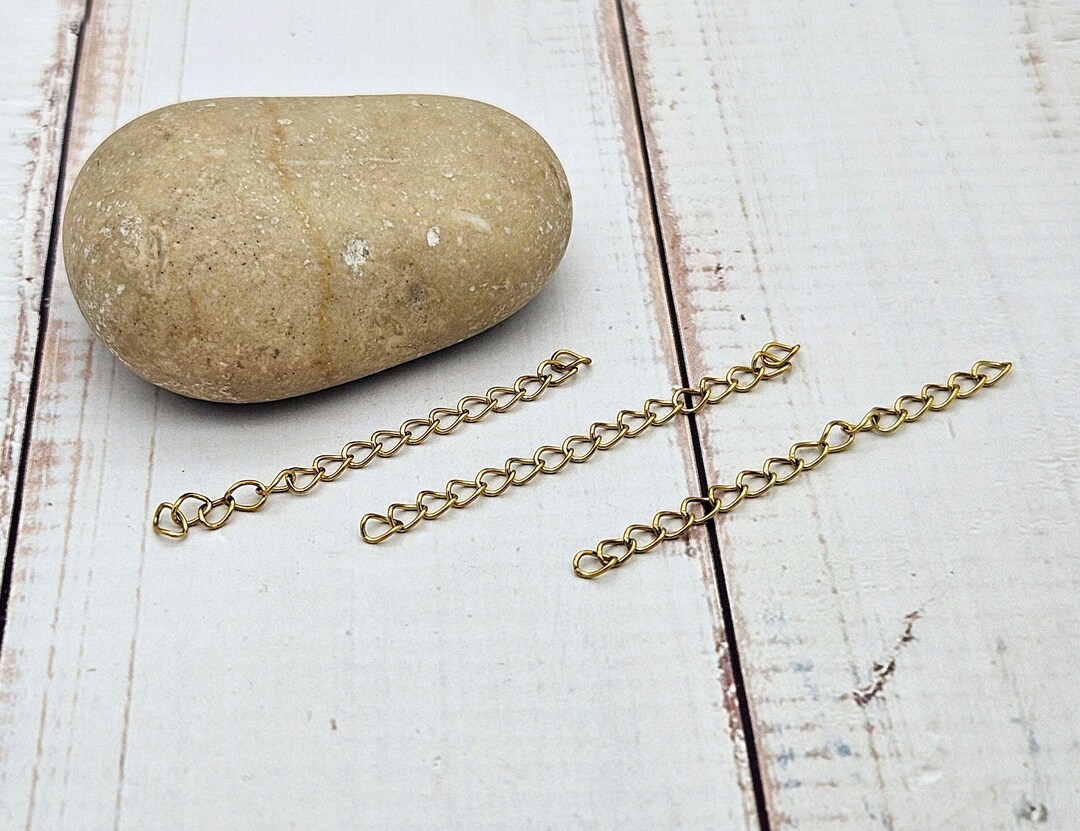 10 Gold Stainless Steel Curved Mesh Extension Chains - Etsy