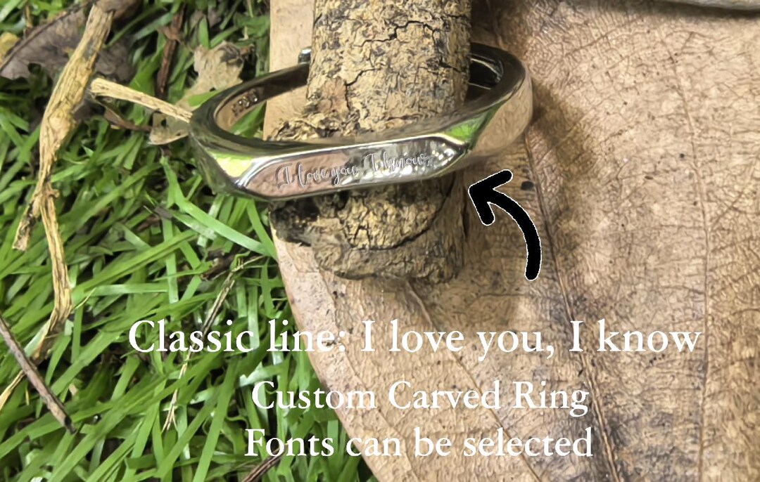 Personalized I LOVE U Ring: Engraved Titanium Steel Couple Gift - Etsy