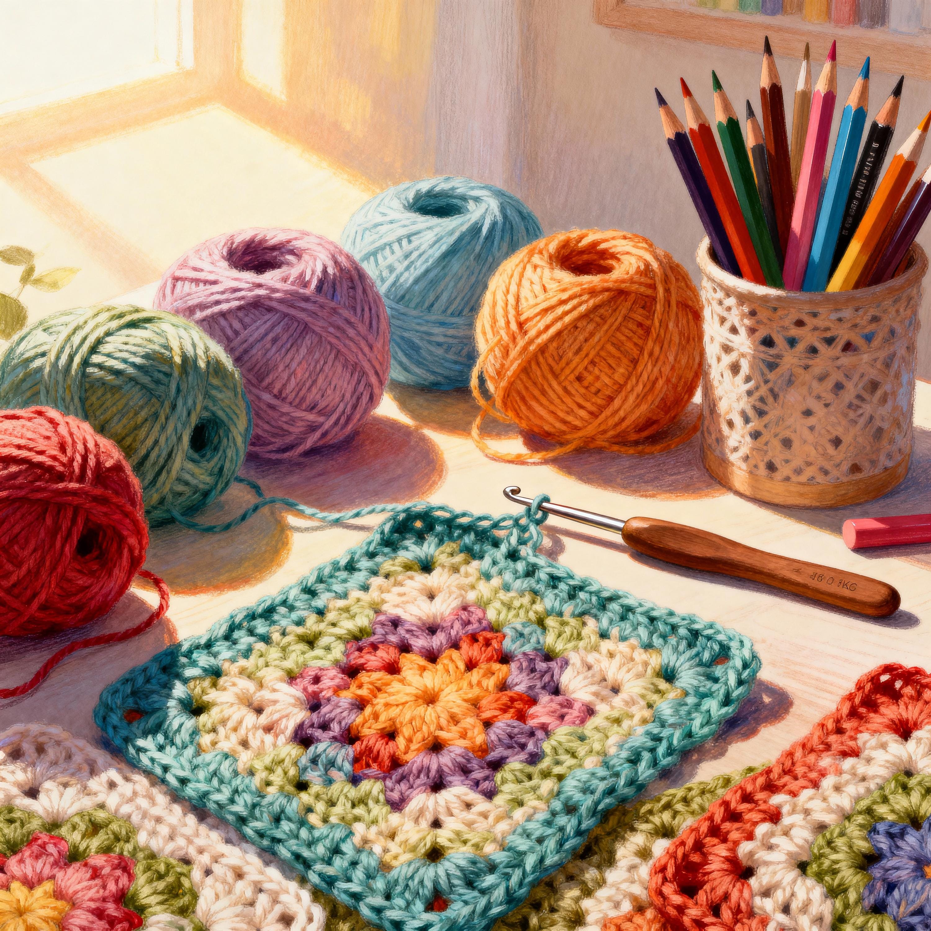 Crochet Coloring Book, Yarn Art, Granny Square (PDF Printable) - Etsy