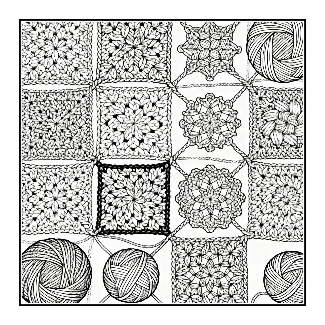Crochet Coloring Book, Yarn Art, Granny Square (PDF Printable) - Etsy