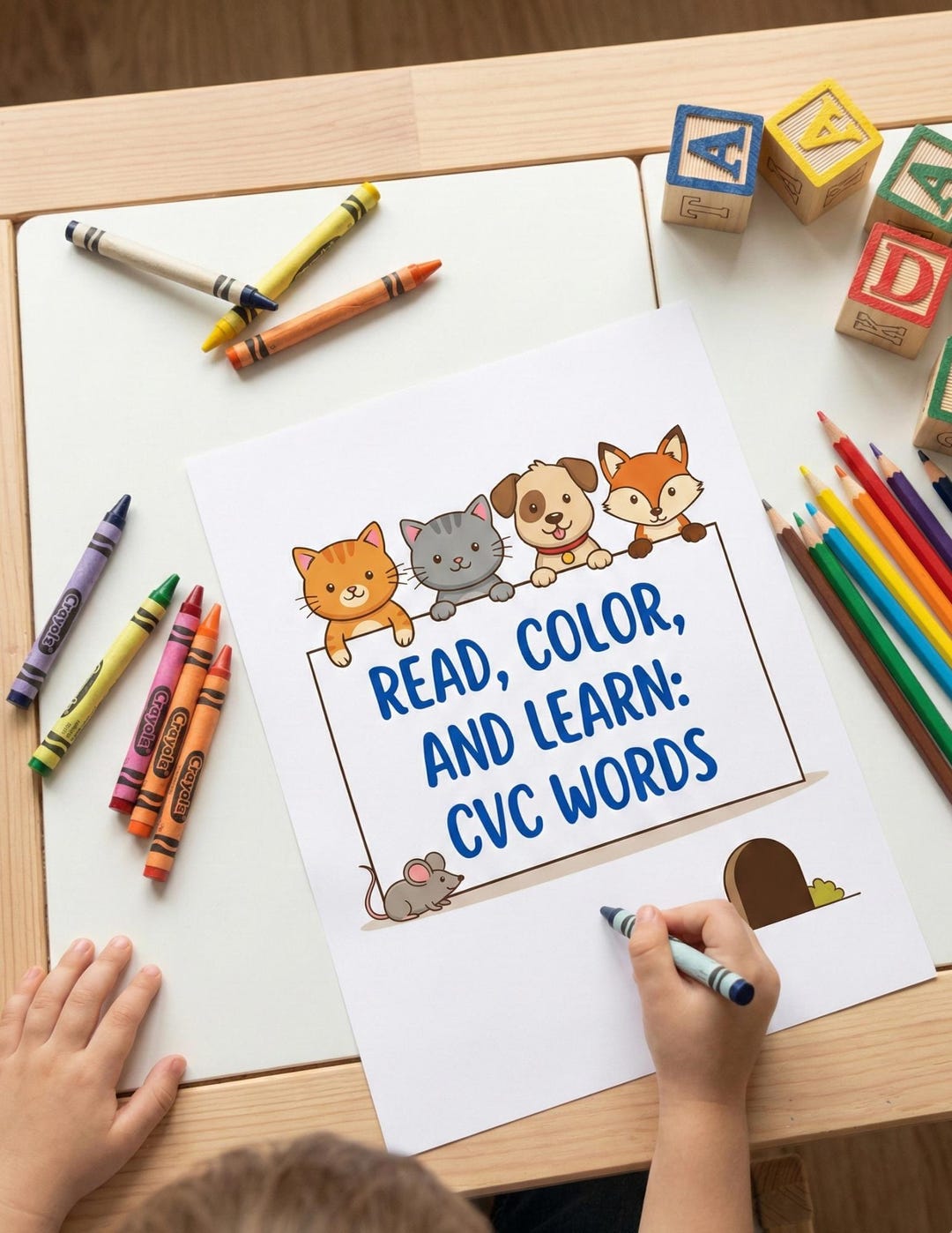 CVC Words Worksheets, Phonics Coloring Pages (PDF) - Etsy