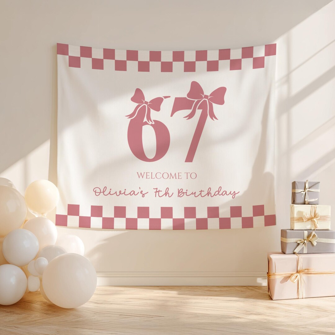 Six Seven Birthday Banner: Custom 67 7th Birthday Party Decor ...