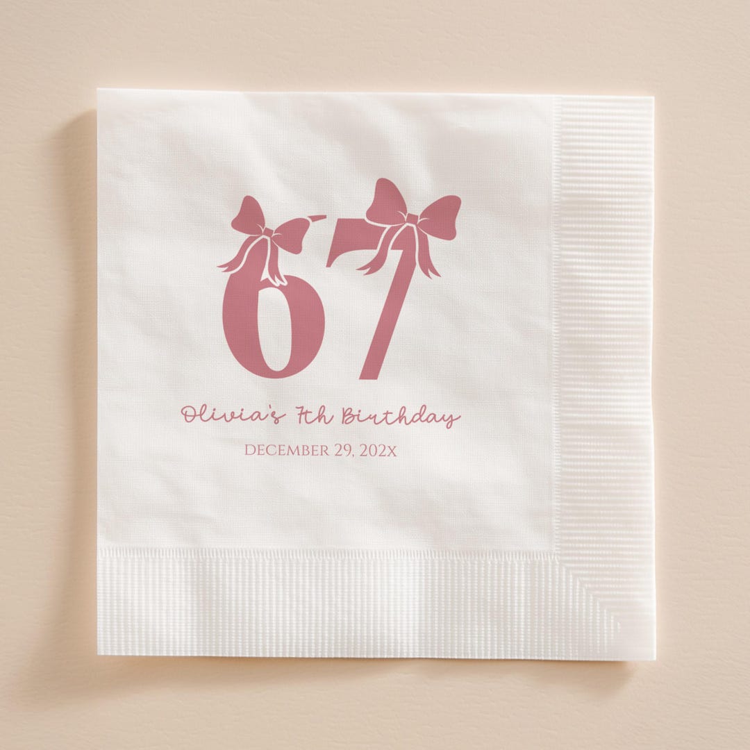 Six Seven Meme White Coined Napkins: Personalized Napkins for 6 7 ...