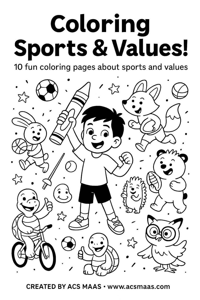 Sports & Values Coloring Pages for Kids – 10 Printable PDF Sheets ...