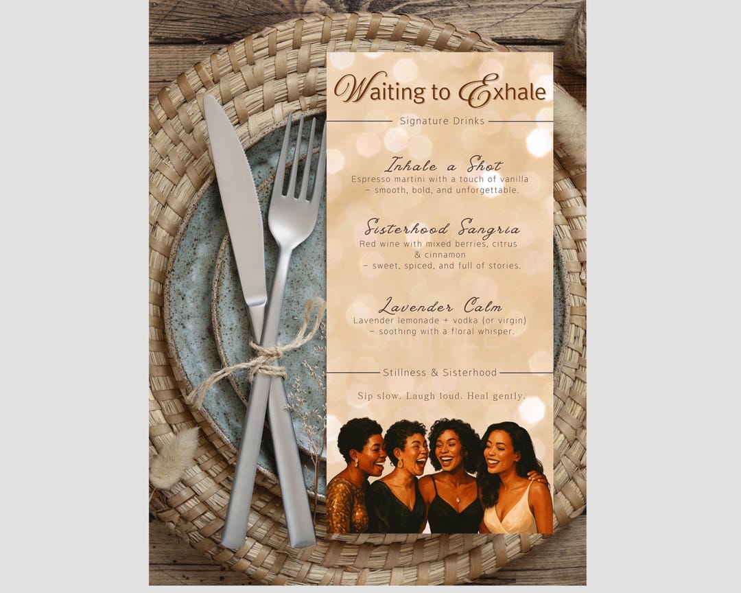 Waiting to Exhale Drink Menu Template: 90s Theme, Girls Night (canva ...