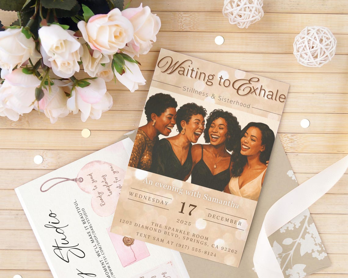 Waiting to Exhale Games Night Editable Invitation, Ladies Night Invite, Girls Night Out, Digital ...