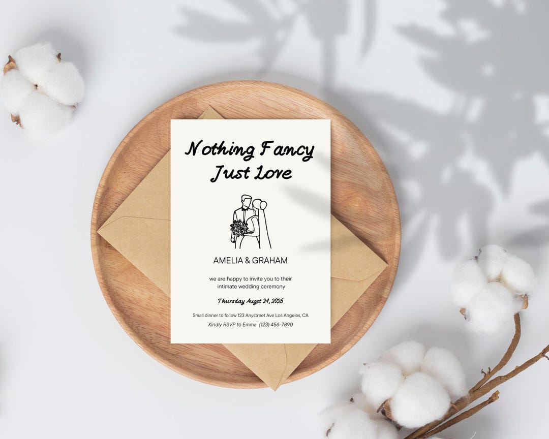 Minimalist Courthouse Wedding Invitation: Modern Elopement Announcement ...
