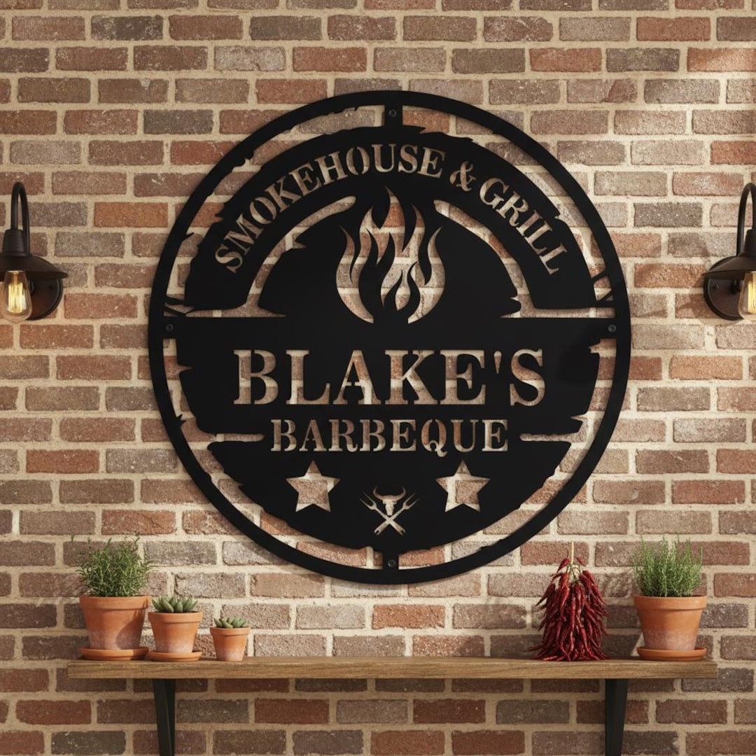 Custom Smokehouse BBQ Decor,custom BBQ Metal Wall Art,barbeque Grill ...