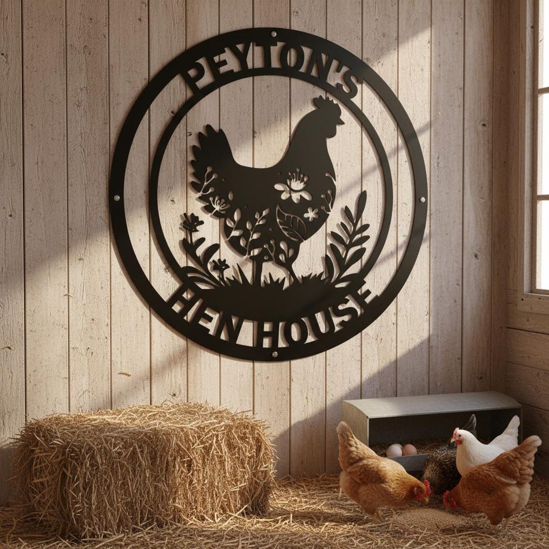 Custom Hen House Sign,metal Coop Name Sign,rustic Chicken Decor Sign ...