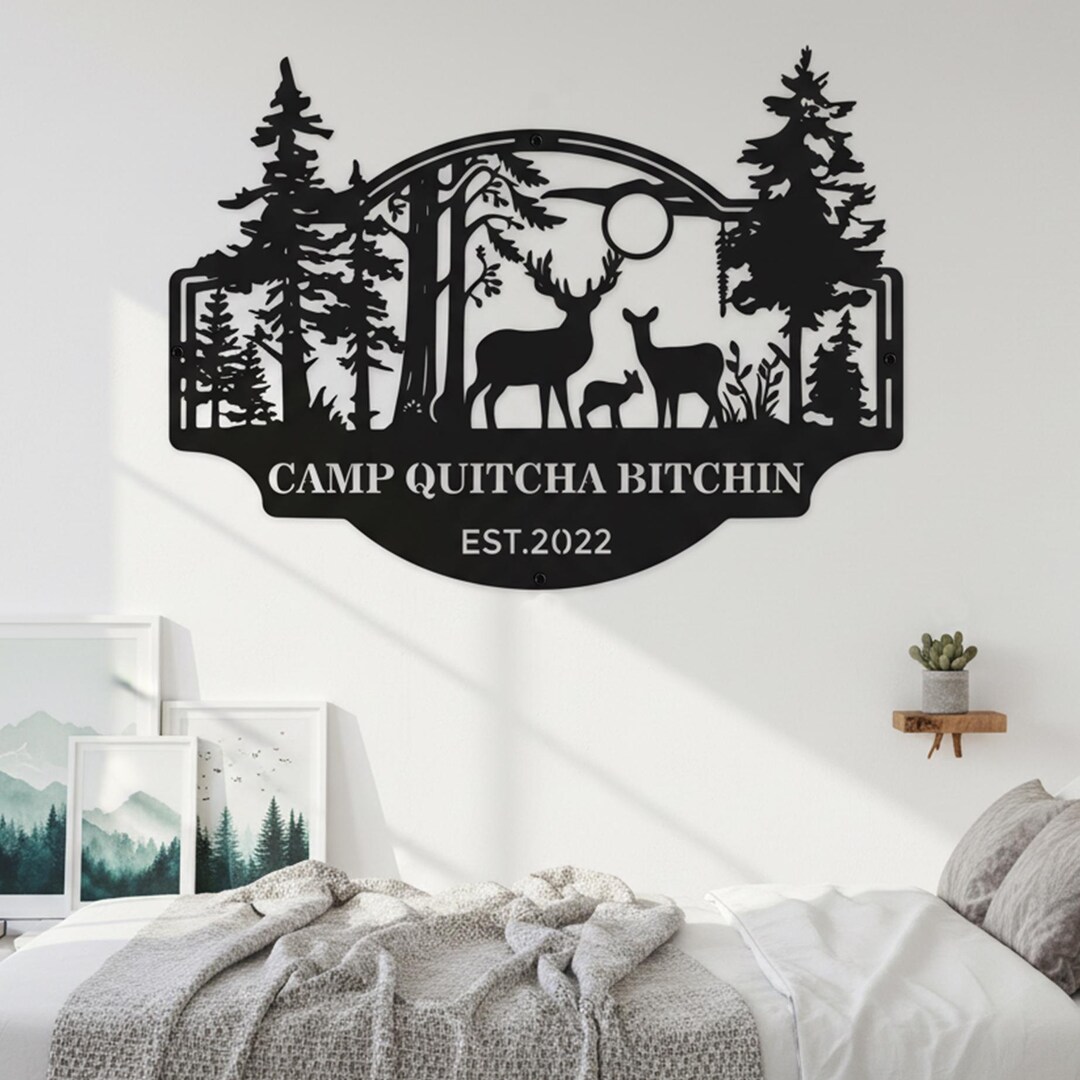 Custom Deer Family Name Sign,metal Deer Wall Decor,rustic Deer Family ...