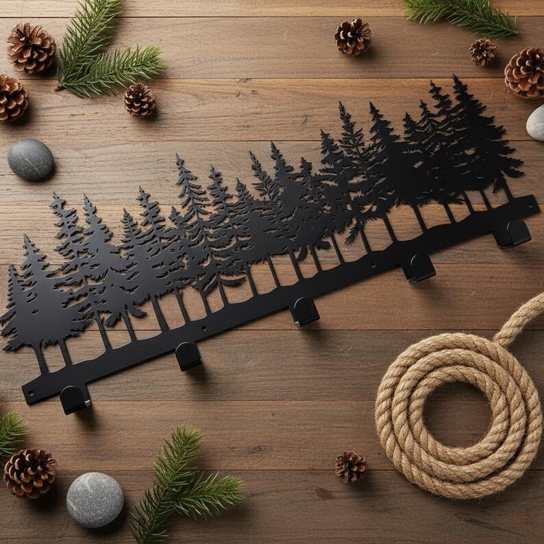Forest Wall Coat Hook,pine Wall Hanger,rustic Cabin Hook,metal Tree ...