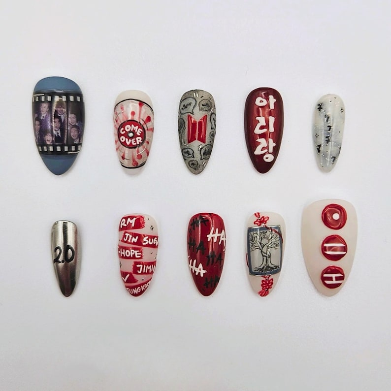 BTS Arirang Inspired Press on Nails | Handmade Kpop Concert Nails ...