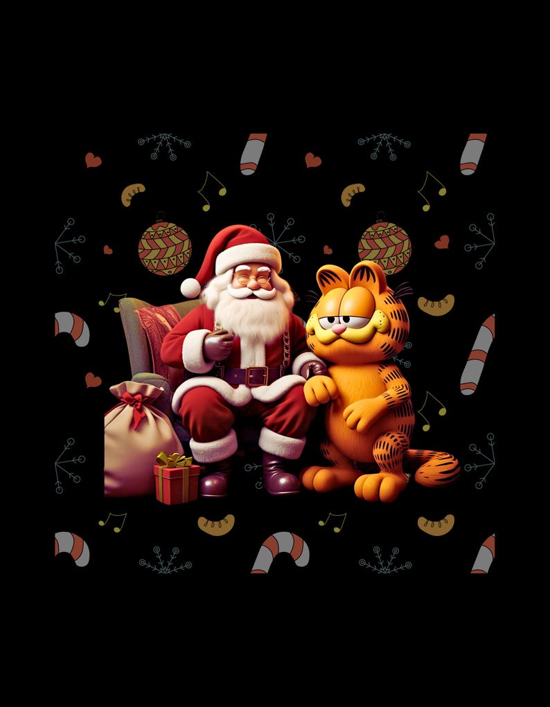 Cheerful Garfield Christmas PNG Bundle: Ideal for Sublimation, Stickers ...