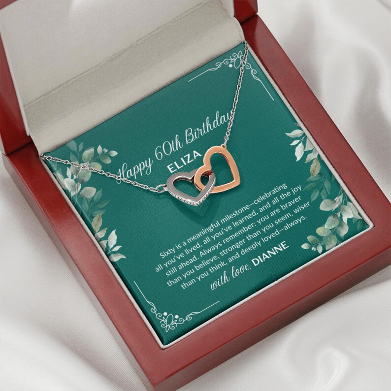 60th Birthday Gift for Her – Interlocking Hearts Necklace With Custom ...