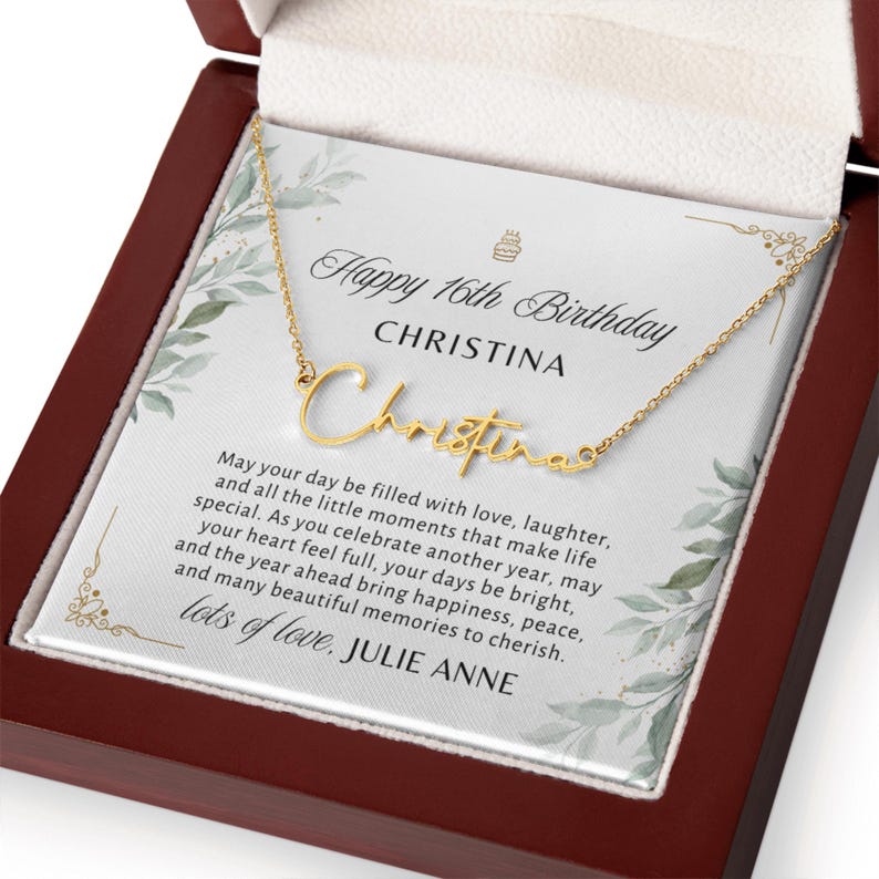16th Birthday Gift: Custom Name Necklace With Personalized Sweet ...