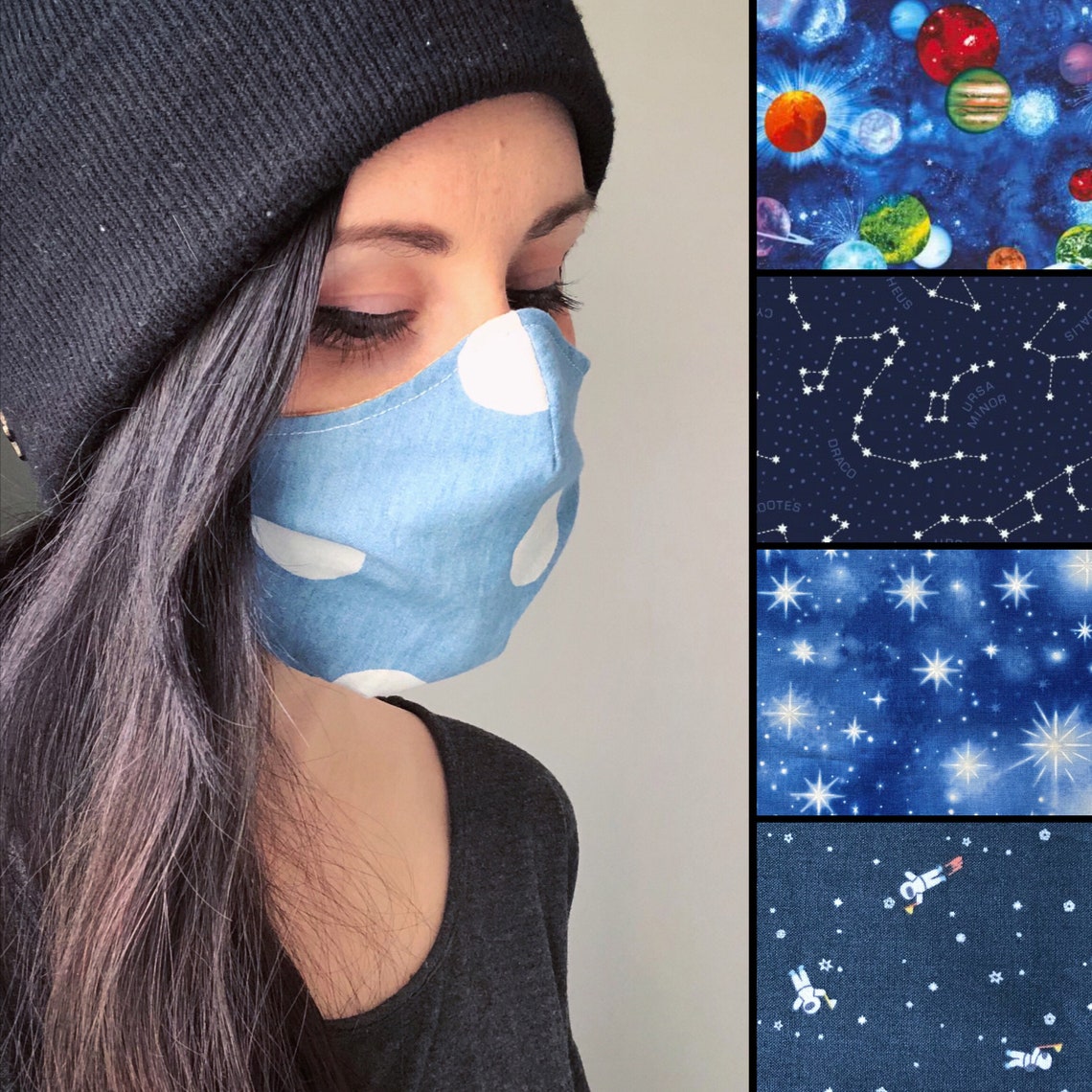 Made-To-Order SPACE Reusable Fabric Face Mask for Adults 100% | Etsy