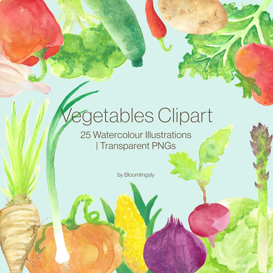 Watercolour Vegetable Clipart Set: Hand-painted Food Illustrations (PNG ...