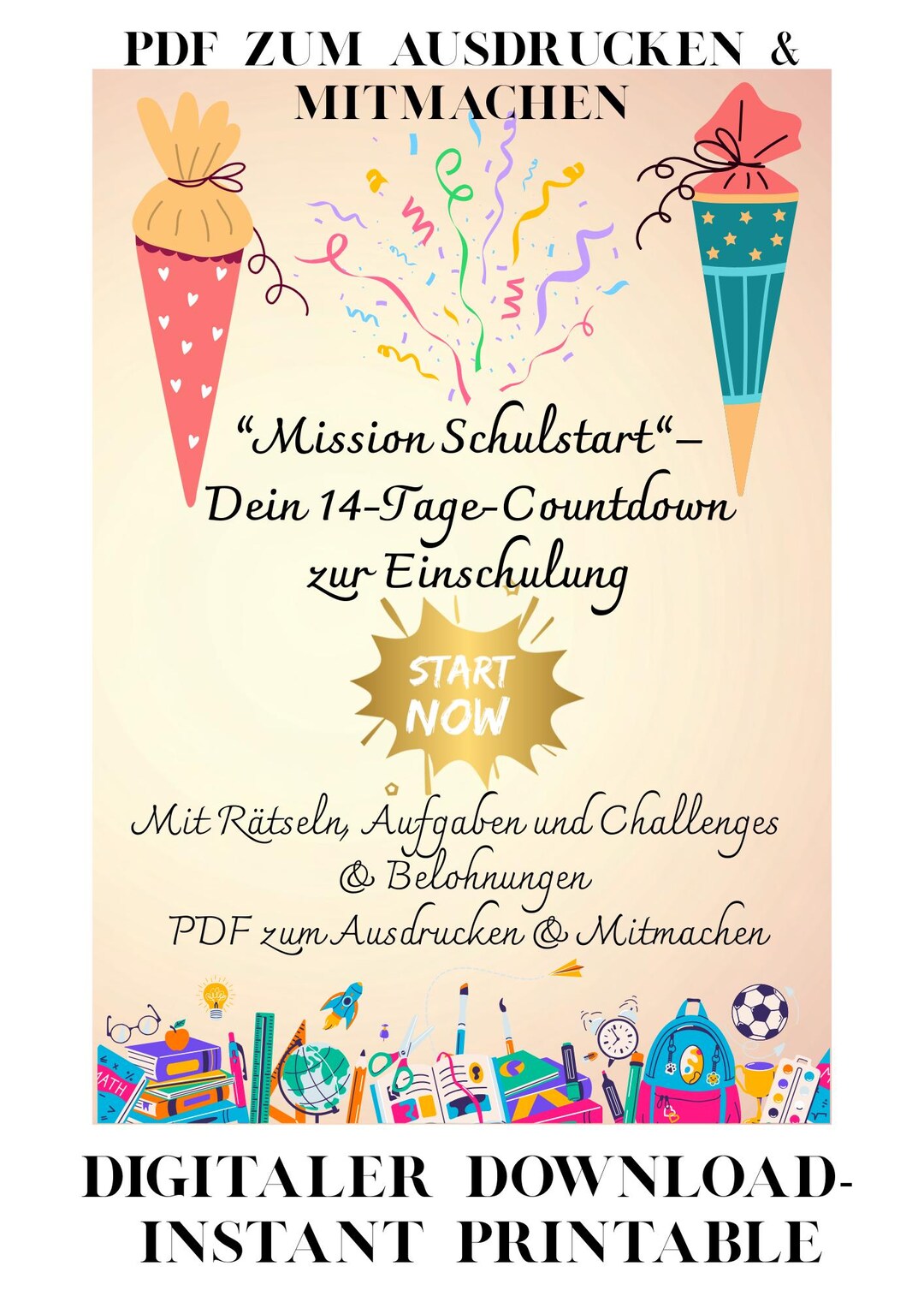 Back to School Printable Calendar 14 Day Challenge PDF - Digital ...