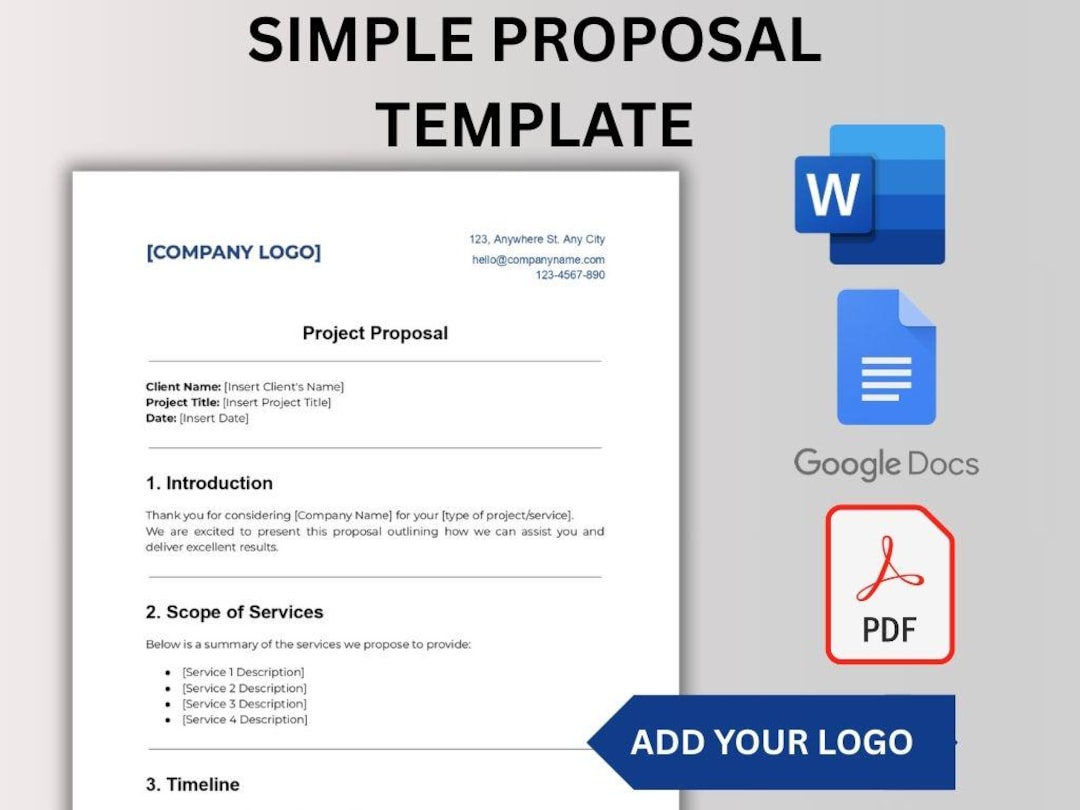 Simple Proposal Template | Editable Proposal in Word, Google Docs ...