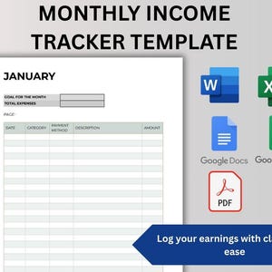 Simple Monthly Income Tracker | Easy Earnings Log for Freelancers ...