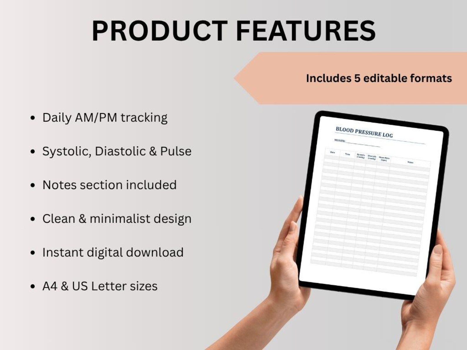 Blood Pressure Log Template - AM/PM Tracker (digital Download) - Etsy