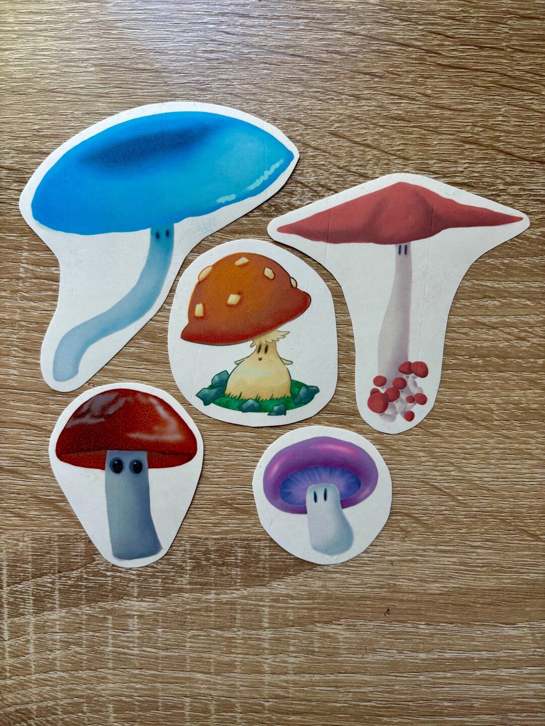 Cute Mushroom Sticker Pack – Set of 5 Stickers With Faces - Etsy