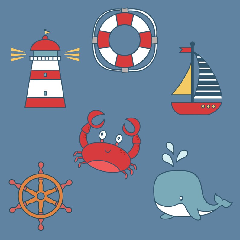 Nautical Sea Clipart Bundle – Marine PNG Icons for Beach Crafts and ...