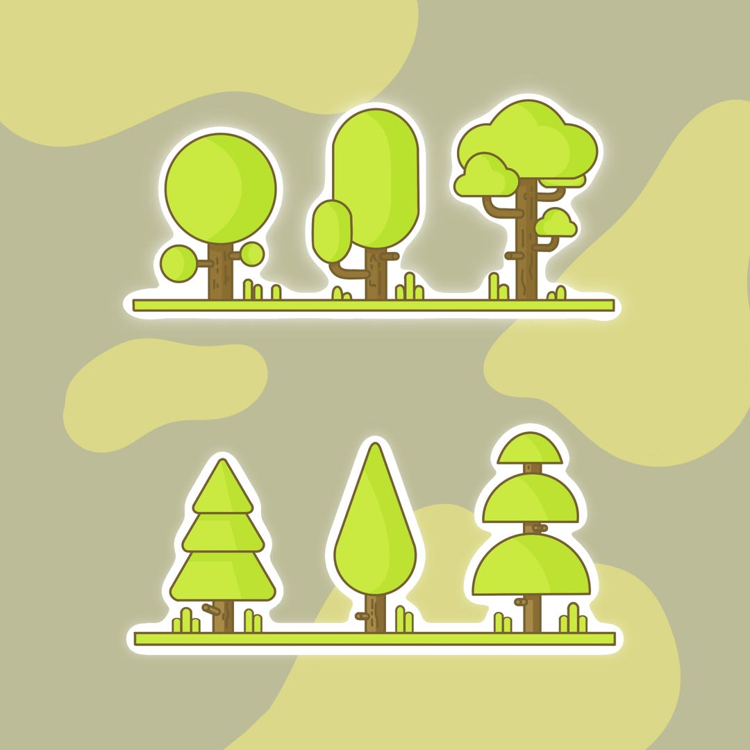 Tree Icon Sticker Set – Forest Tree Clipart PNG for Planners and Crafts ...
