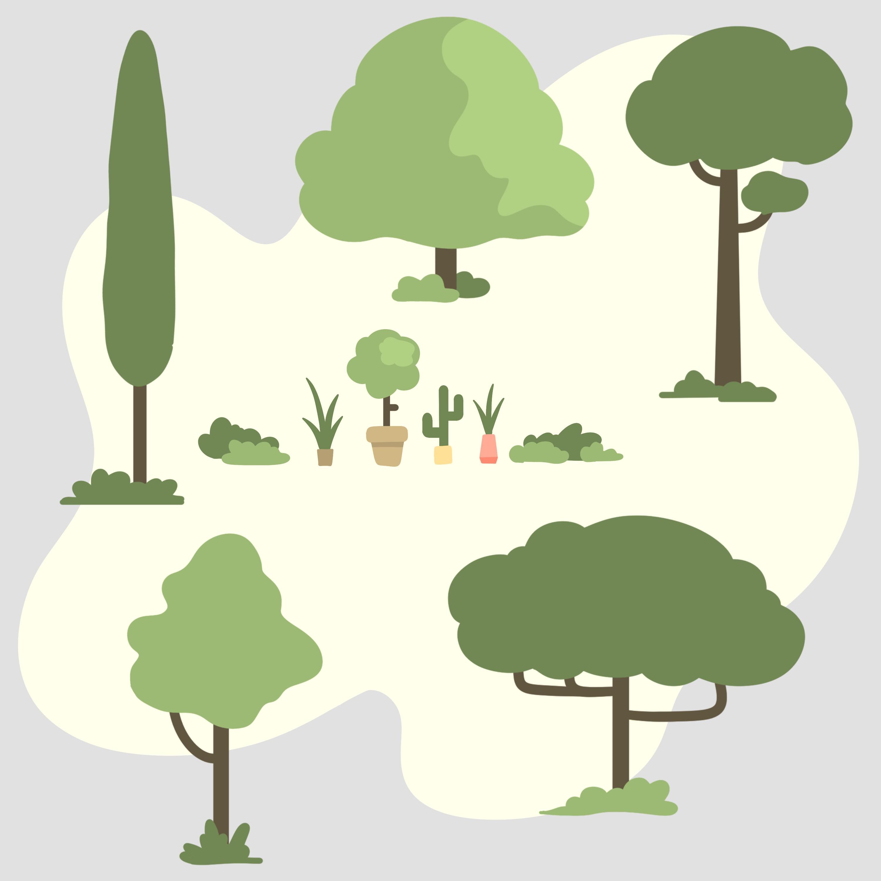 6 Tree Icons – PNG Sticker Clipart Set | Digital Download With ...