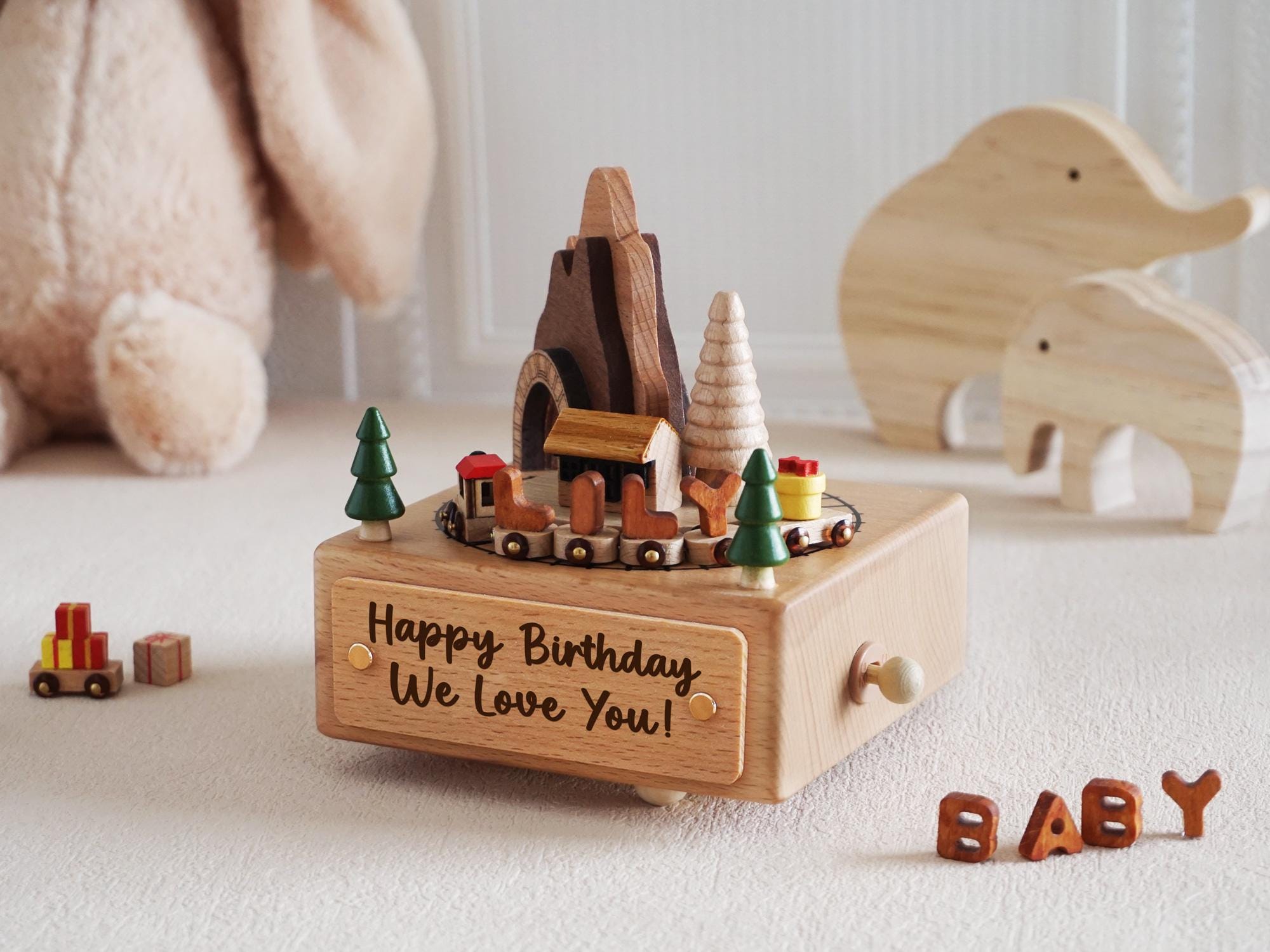Personalized Wooden Train Music Box: Engraved Baby Shower Gift - Etsy